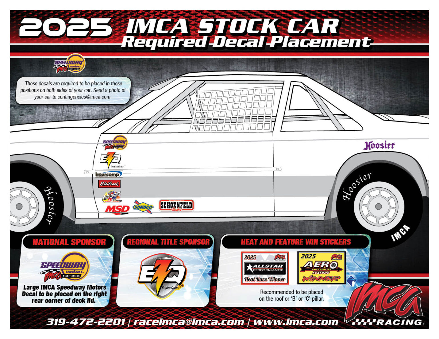 Stock Car Decal Placement - IMCA - International Motor Contest Association