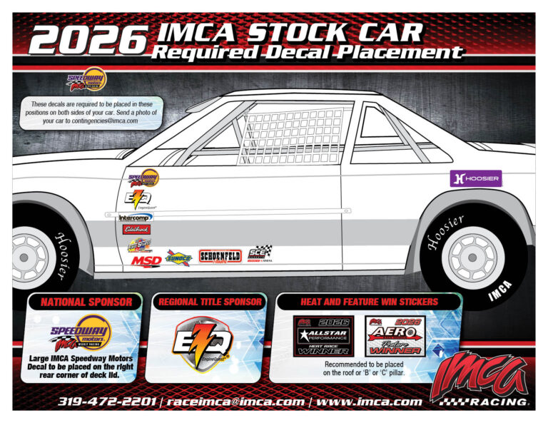 Stock Car Decal Placement - IMCA - International Motor Contest Association